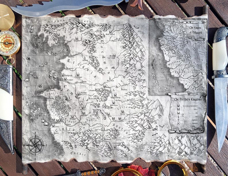 Handmade Witcher Map Scroll – Northern Realms, Fantasy World Art - Etsy