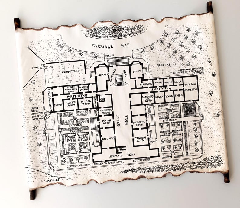 Withywoods Castle Map Scroll: Fitz and the Fool Trilogy Handmade Print ...