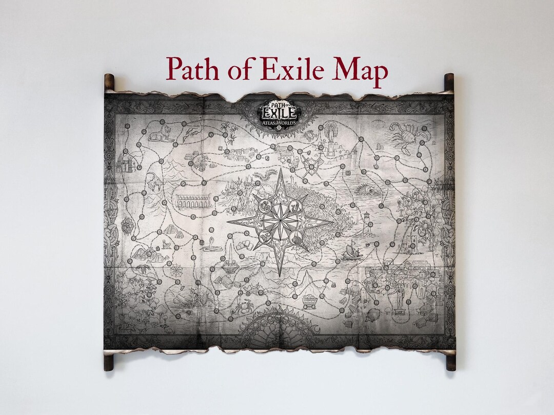 Atlas of Worlds, Fantasy Inspired a Path of Exile Map, Wall Art ...