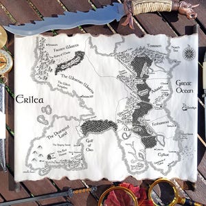 Erilea Map Print: Throne of Glass Series, Burnt Edge Scroll - Etsy