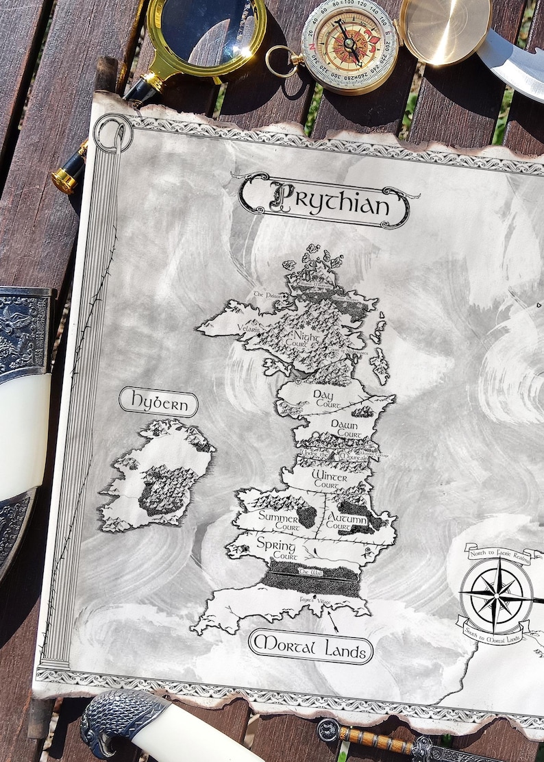 Prythian Map - Handmade Scroll - Fantasy Map, A Court of Thorns and ...