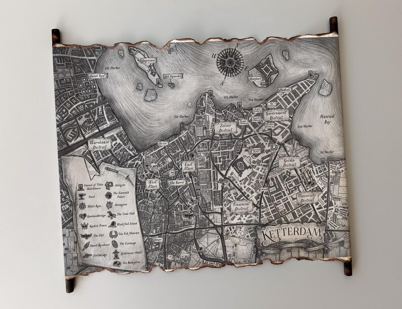 Ketterdam Map Scroll: Six of Crows Grishaverse Book Art - Etsy
