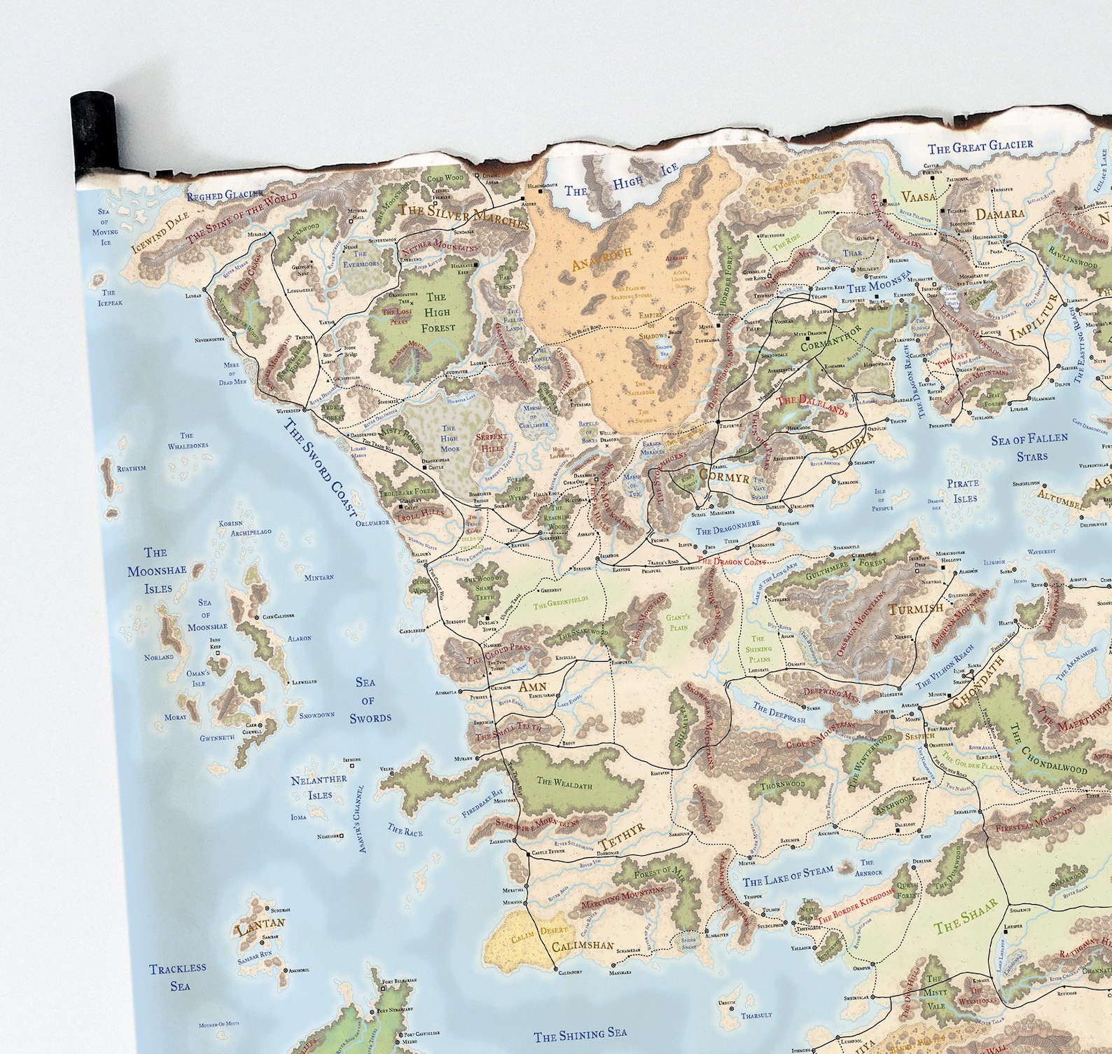Map of Faerun World Map on Handmade Scroll: Dungeons & Dragons ...
