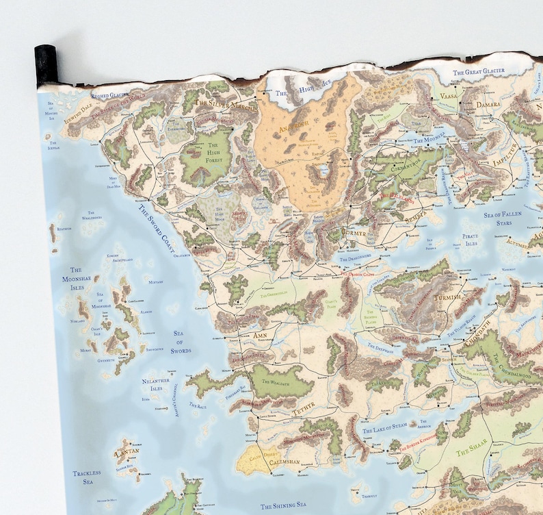 Handmade Faerun World Map Scroll: Dungeons & Dragons, Forgotten Realms ...