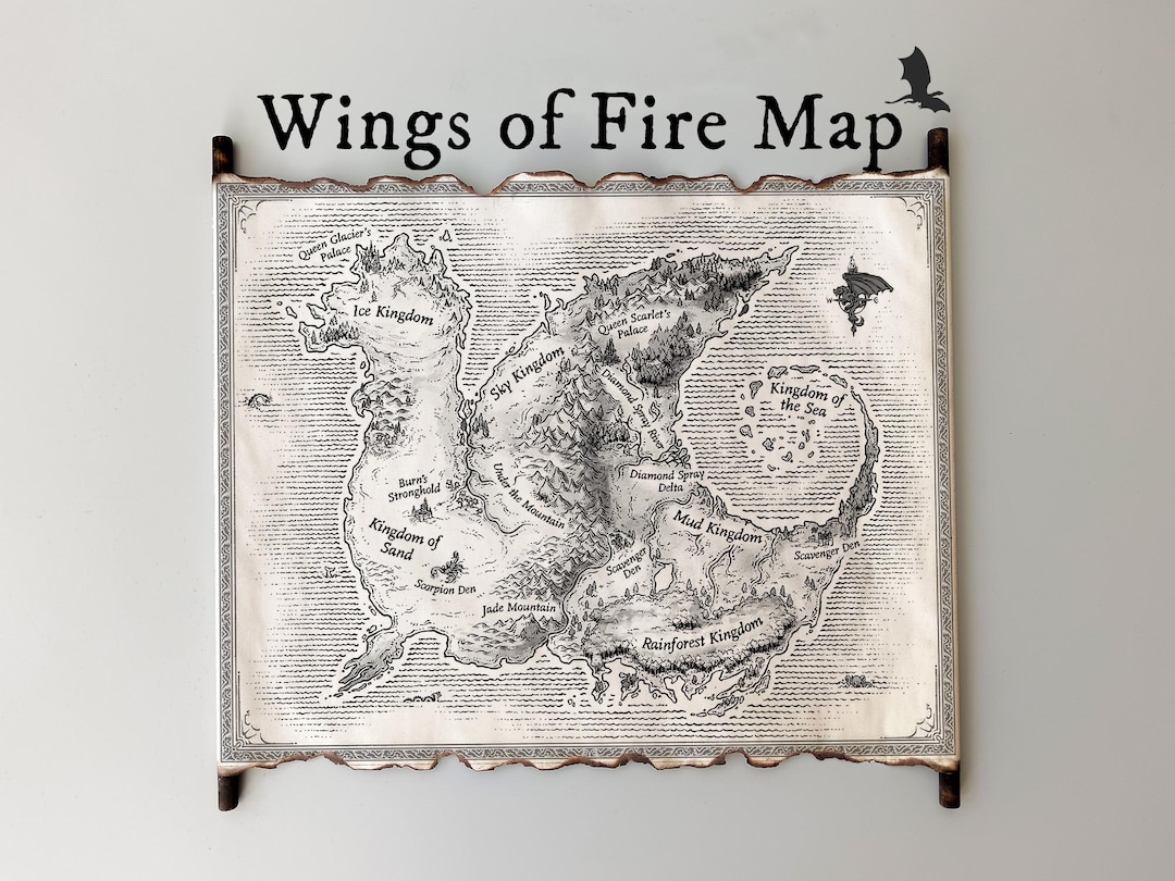 Pyrrhia Map - Handmade Scroll, Fantasy Map Inspired by Wings of Fire ...