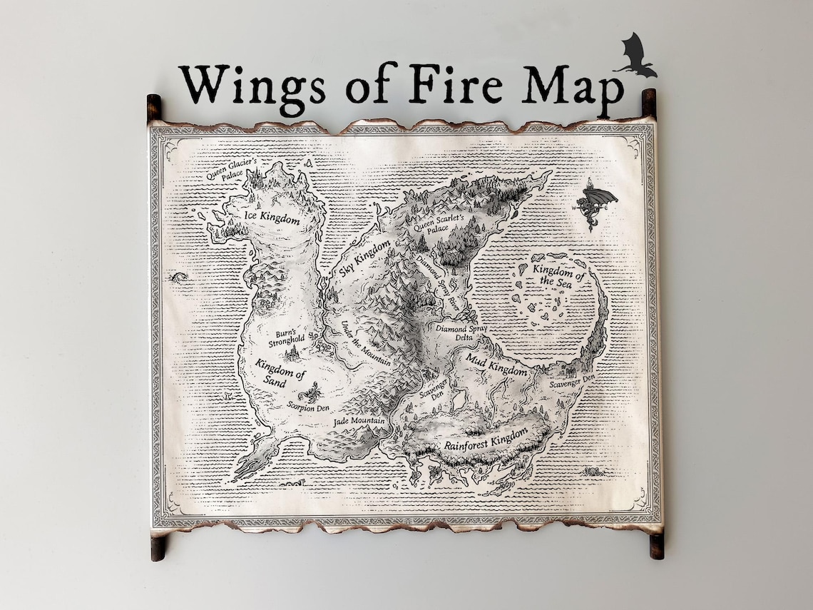 Pyrrhia Map Scroll: Wings of Fire Inspired Dragon Art - Etsy