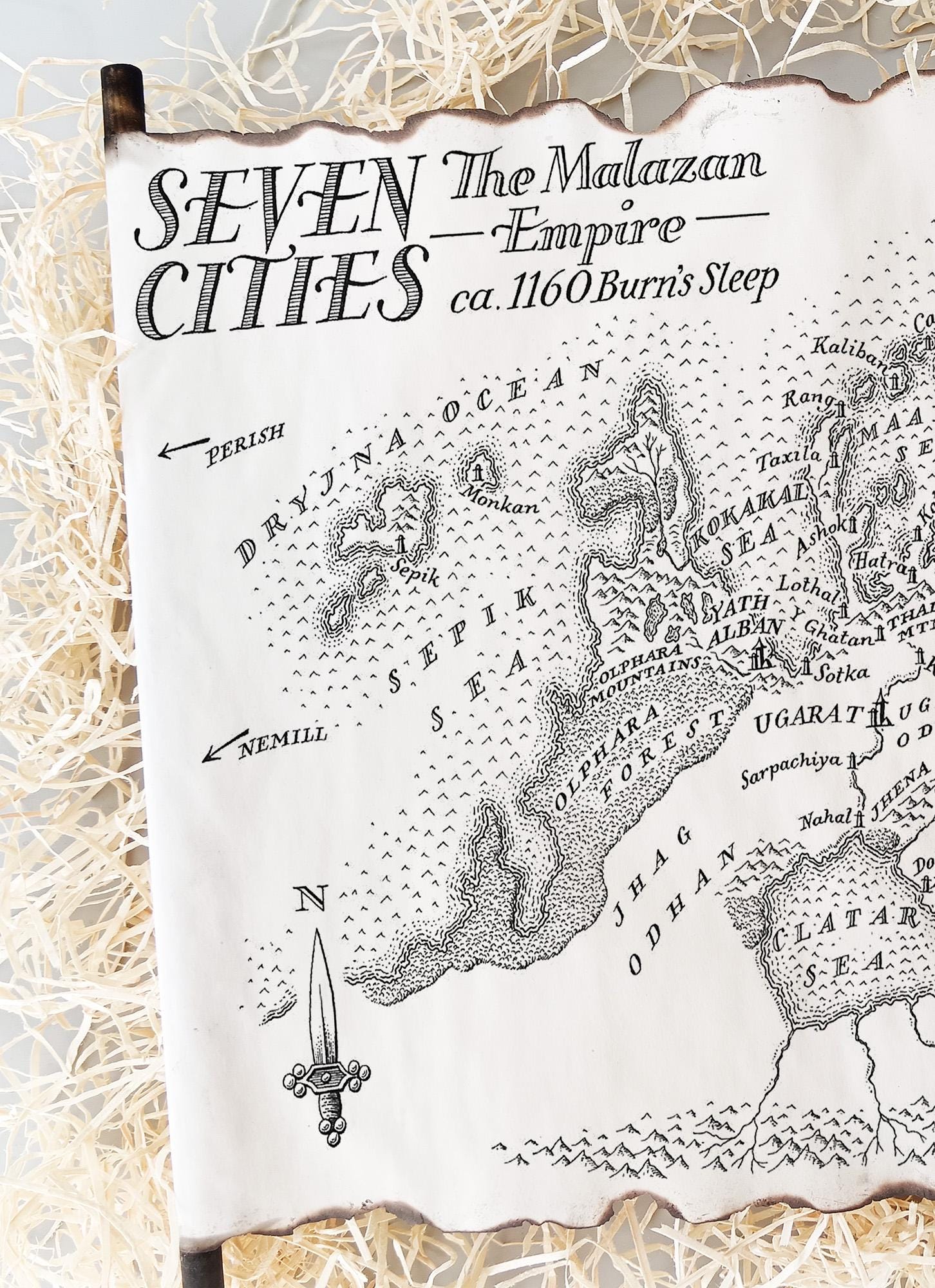 Seven Cities Map - Handmade Scroll - FREE SHIPPING, Malazan Empire Map ...