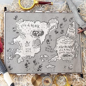 Isle of Berk Map on Handmade Scroll: HTTYD Train Dragon Gift, Fantasy ...