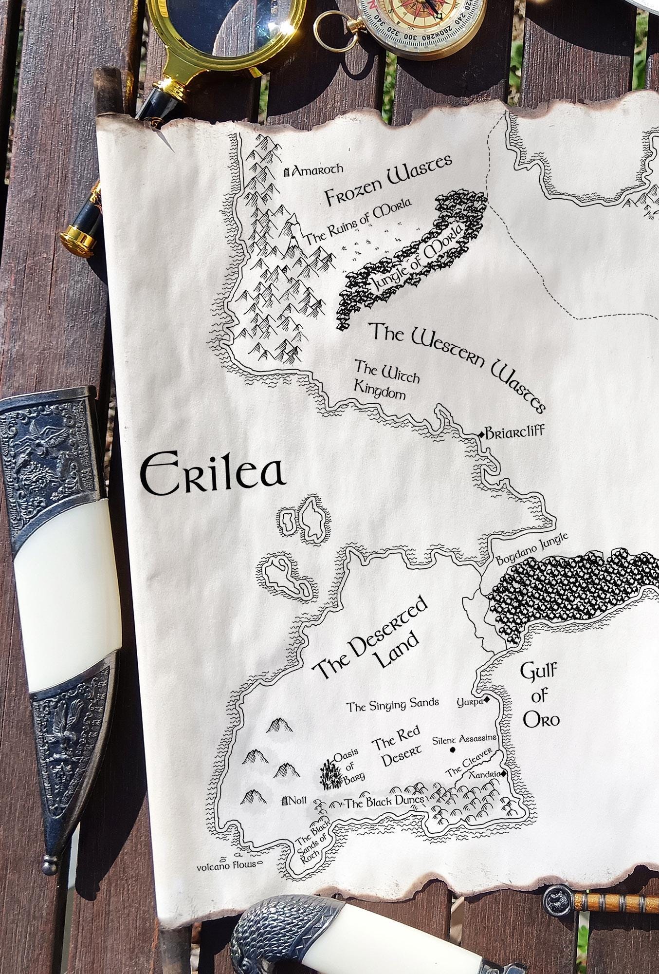 Erilea Map Print: Throne of Glass Series, Burnt Edge Scroll - Etsy