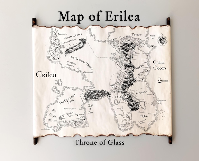 Erilea Map Print: Throne of Glass Series, Burnt Edge Scroll - Etsy