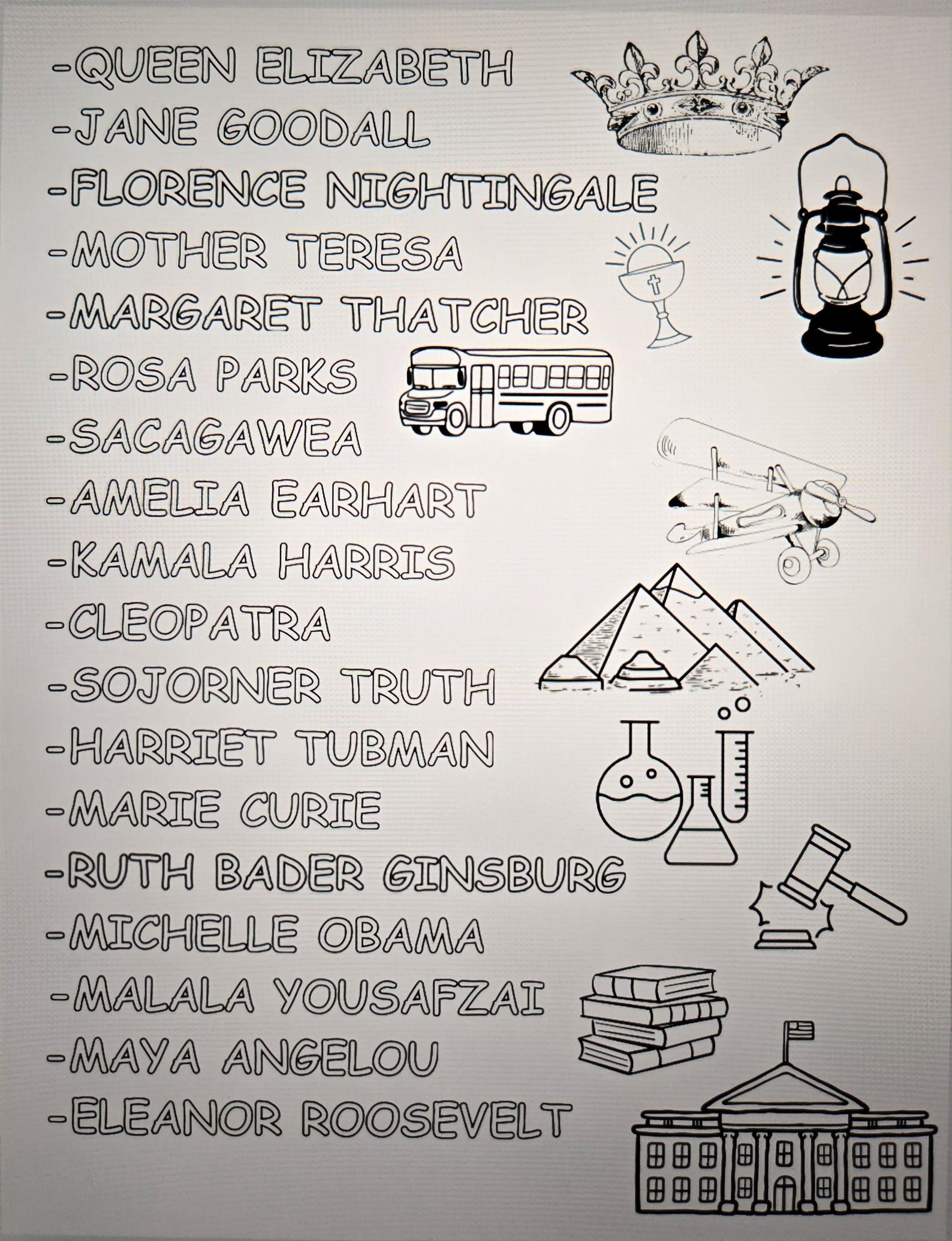 Historical Women Coloring Pages | Inspirational Female Leaders ...