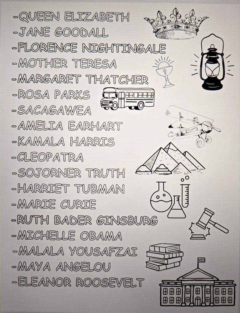 Historical Women Coloring Pages | Inspirational Female Leaders ...