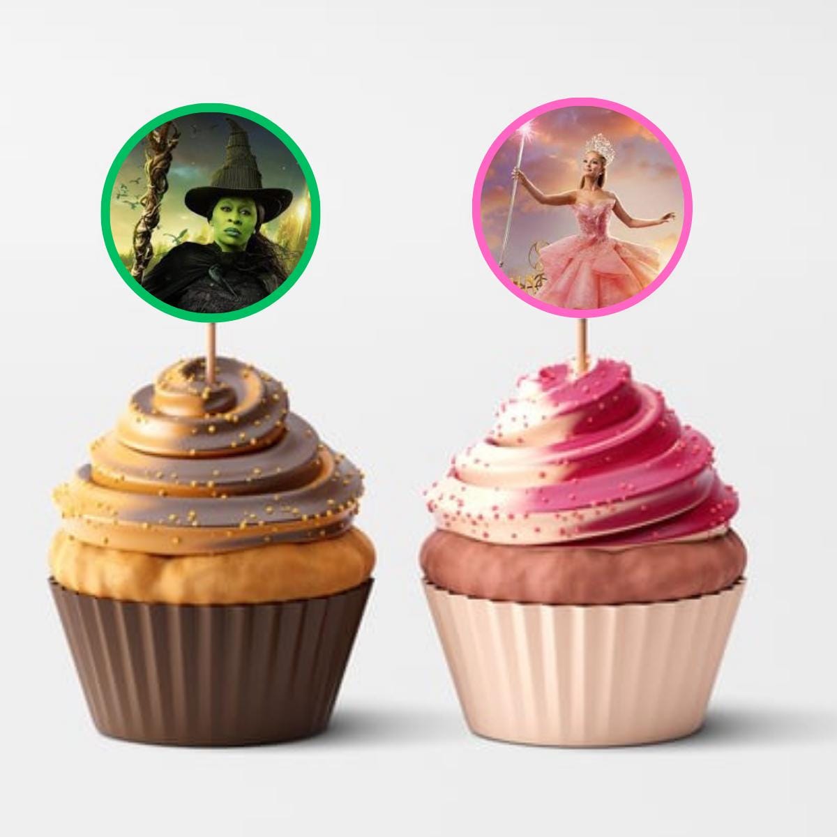 Wicked Cupcake Toppers, Wicked Witch Party Favors, Green and Pink,pink ...