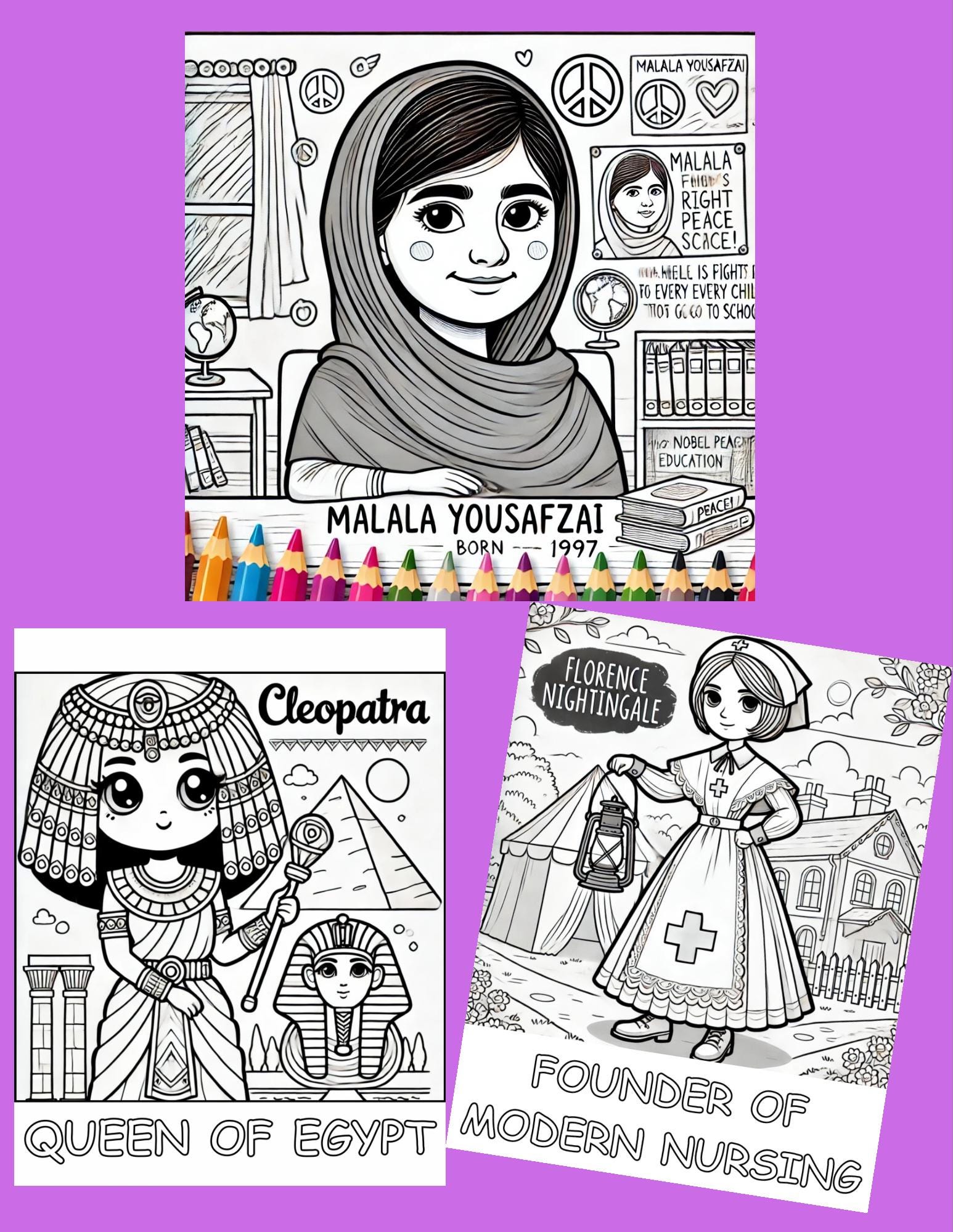 Historical Women Coloring Pages | Inspirational Female Leaders ...