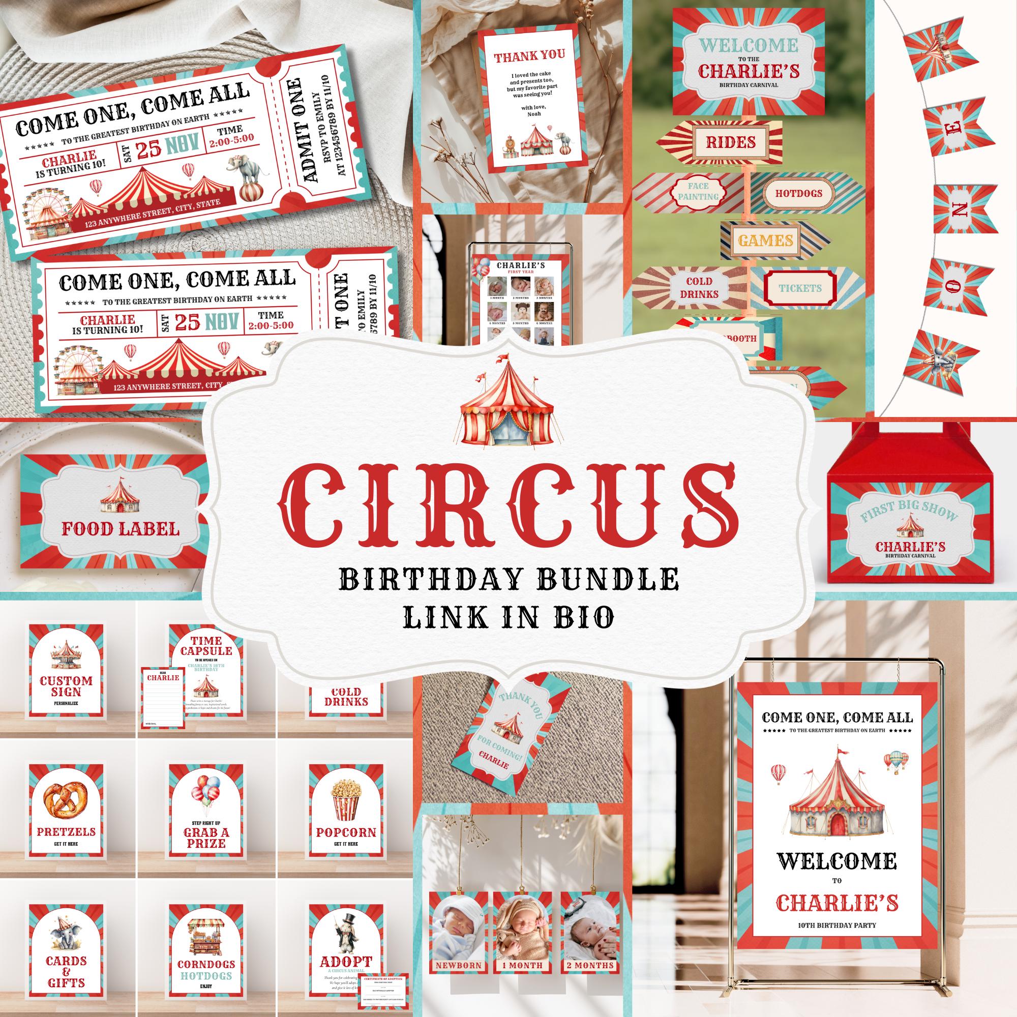Carnival Birthday Party Signs Bundle: Retro Circus Decor (digital ...