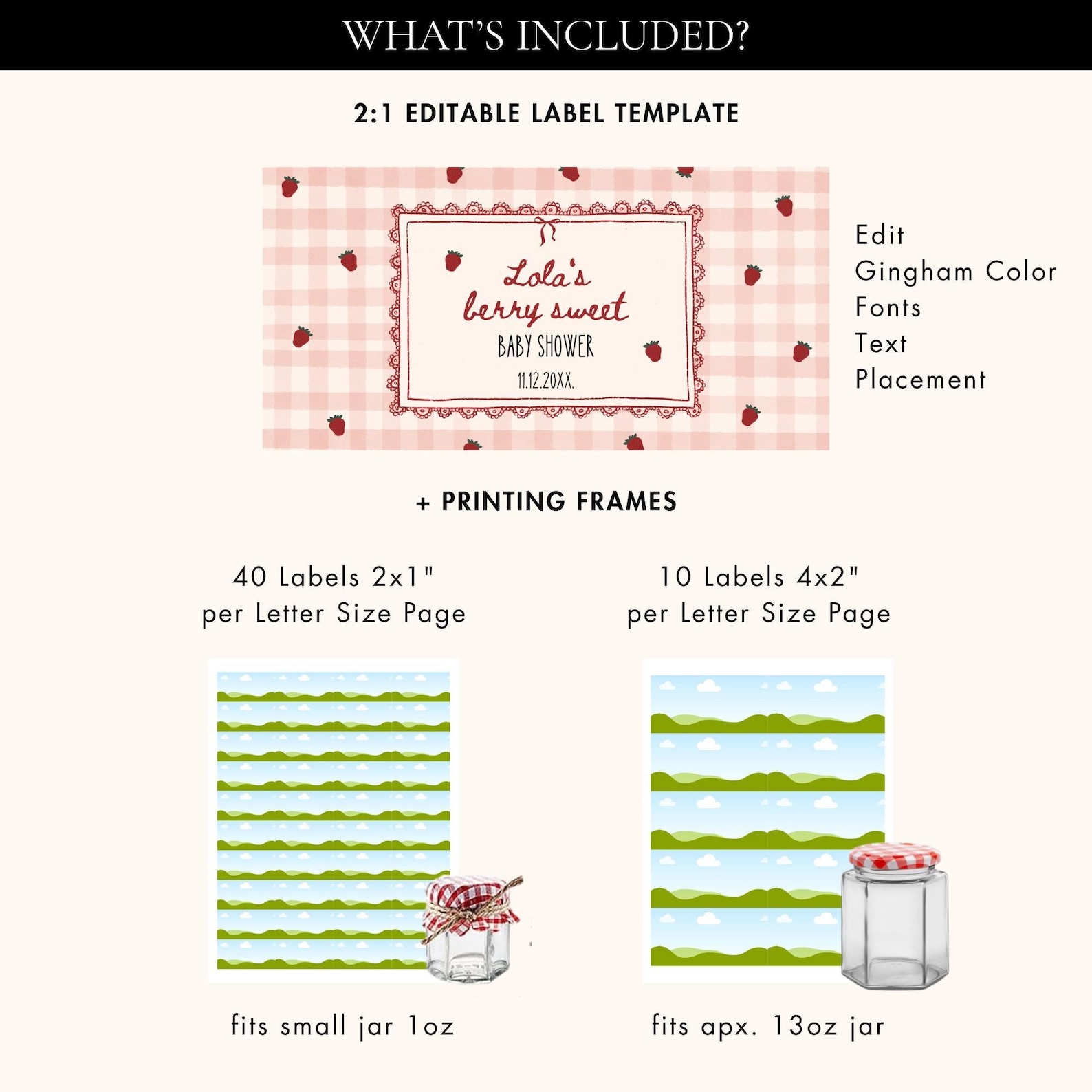 Berry Sweet Baby Shower Mini Jam Labels, Baby Shower Favors DIY ...