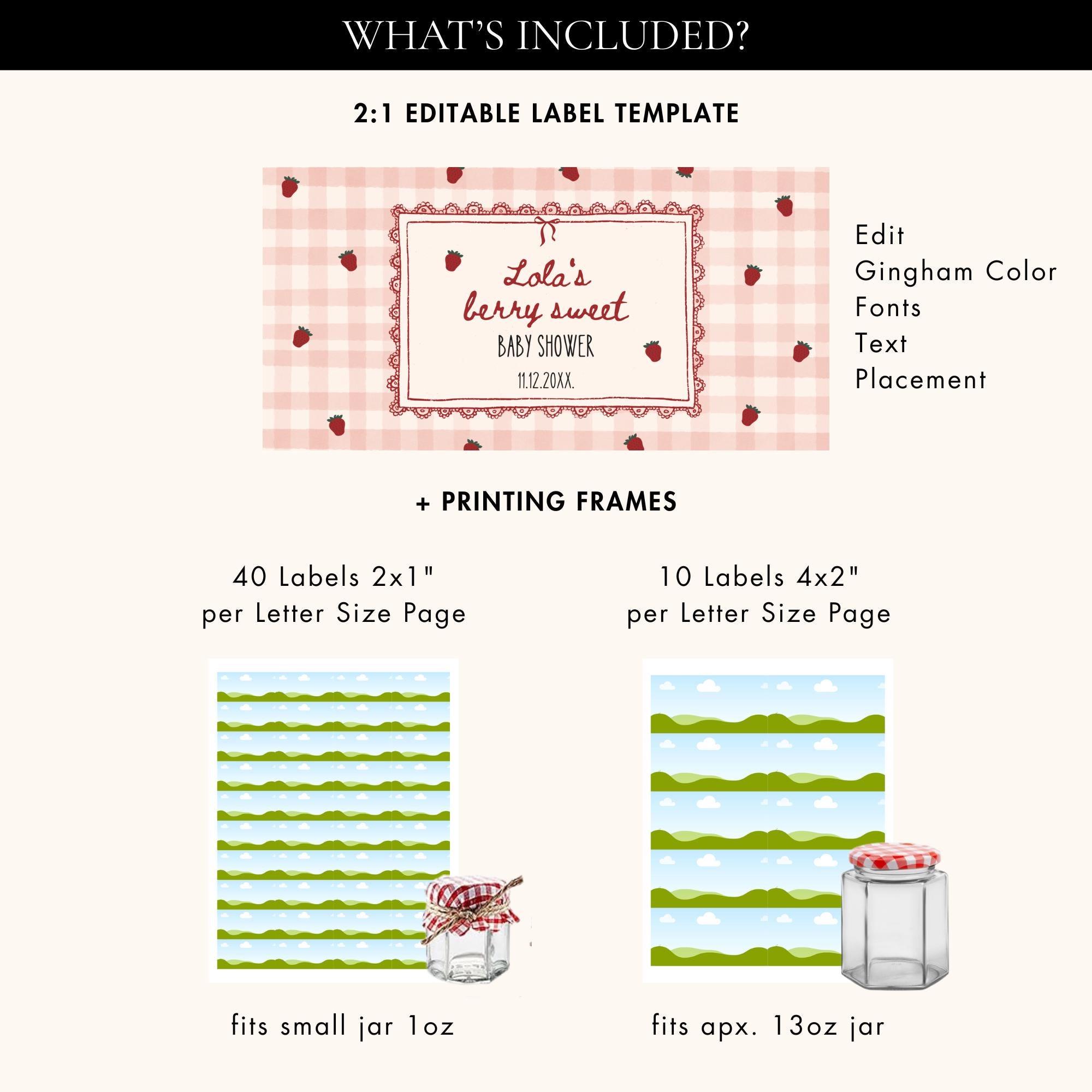 Berry Sweet Baby Shower Mini Jam Labels, Baby Shower Favors DIY ...