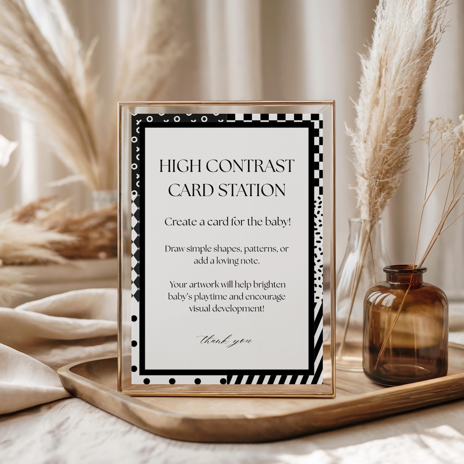 High Contrast Card Station: Baby Shower Activity Sign, Sensory Cards ...