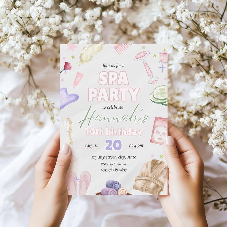 Spa Party Birthday Invitation, Spa Day Invite, Let's Get Pampered ...