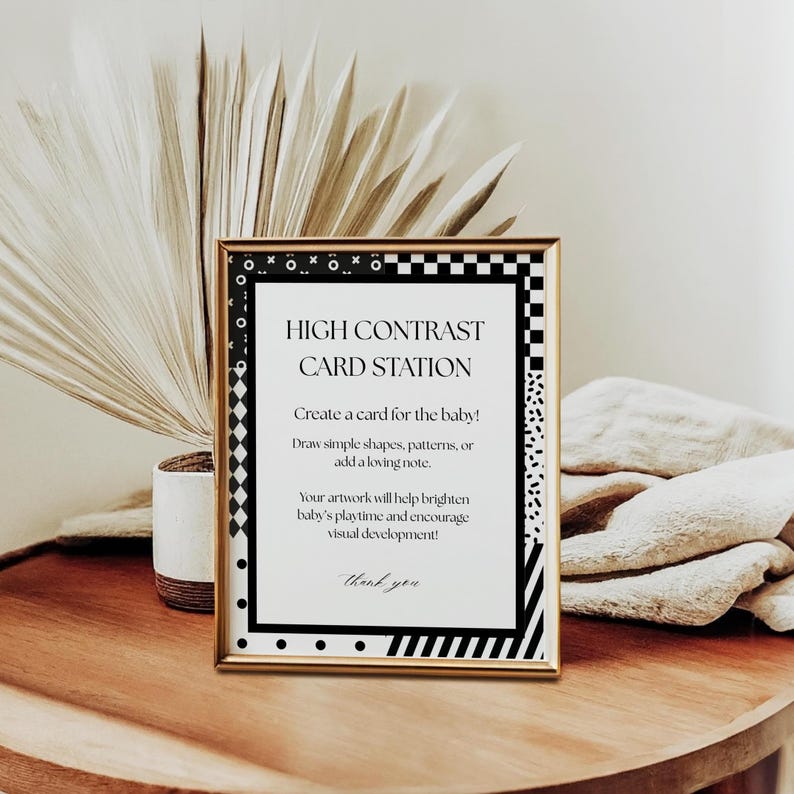 High Contrast Card Station: Baby Shower Activity Sign, Sensory Cards ...