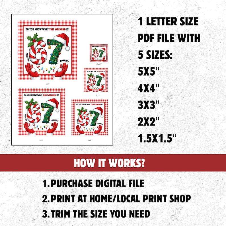6 7 Elf Prop, Six Seven Meme Christmas, Printable Trending 67 Weekend Prop, December 6th 7th ...