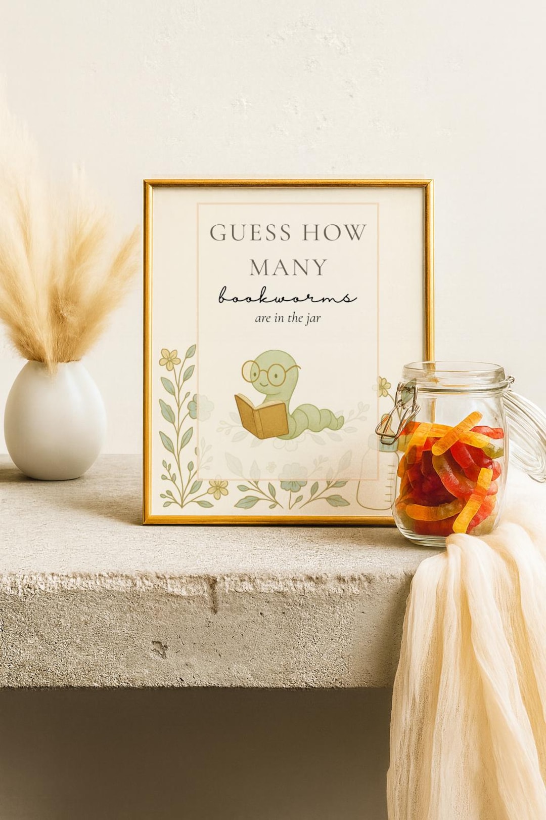 Guess How Many Bookworms, Our Next Chapter Baby Shower Sign Game, A New ...