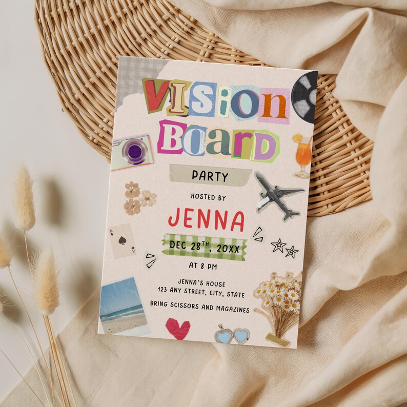Vision Board Party Invitation, New Year's Resolution, Manifest and ...