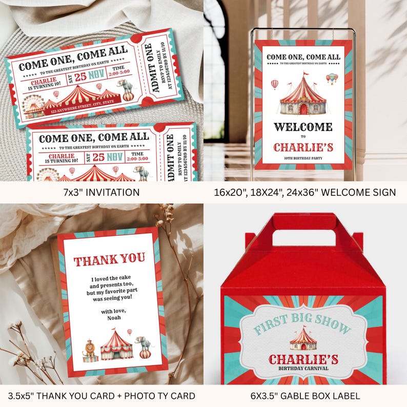 Circus 1st Birthday Party Bundle: Carnival Theme Decor (instant ...