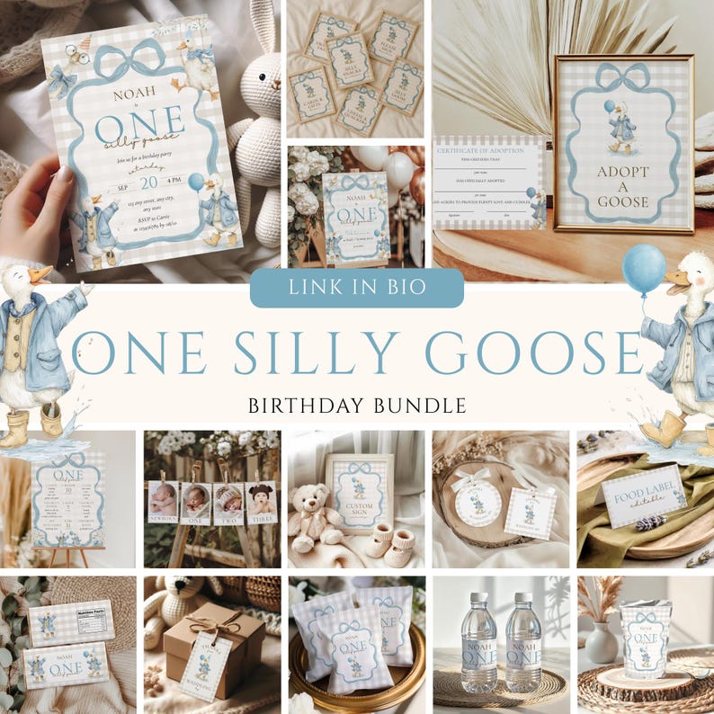 One Silly Goose Party Favors Bundle, Chips Bag Template, Water Bottle ...