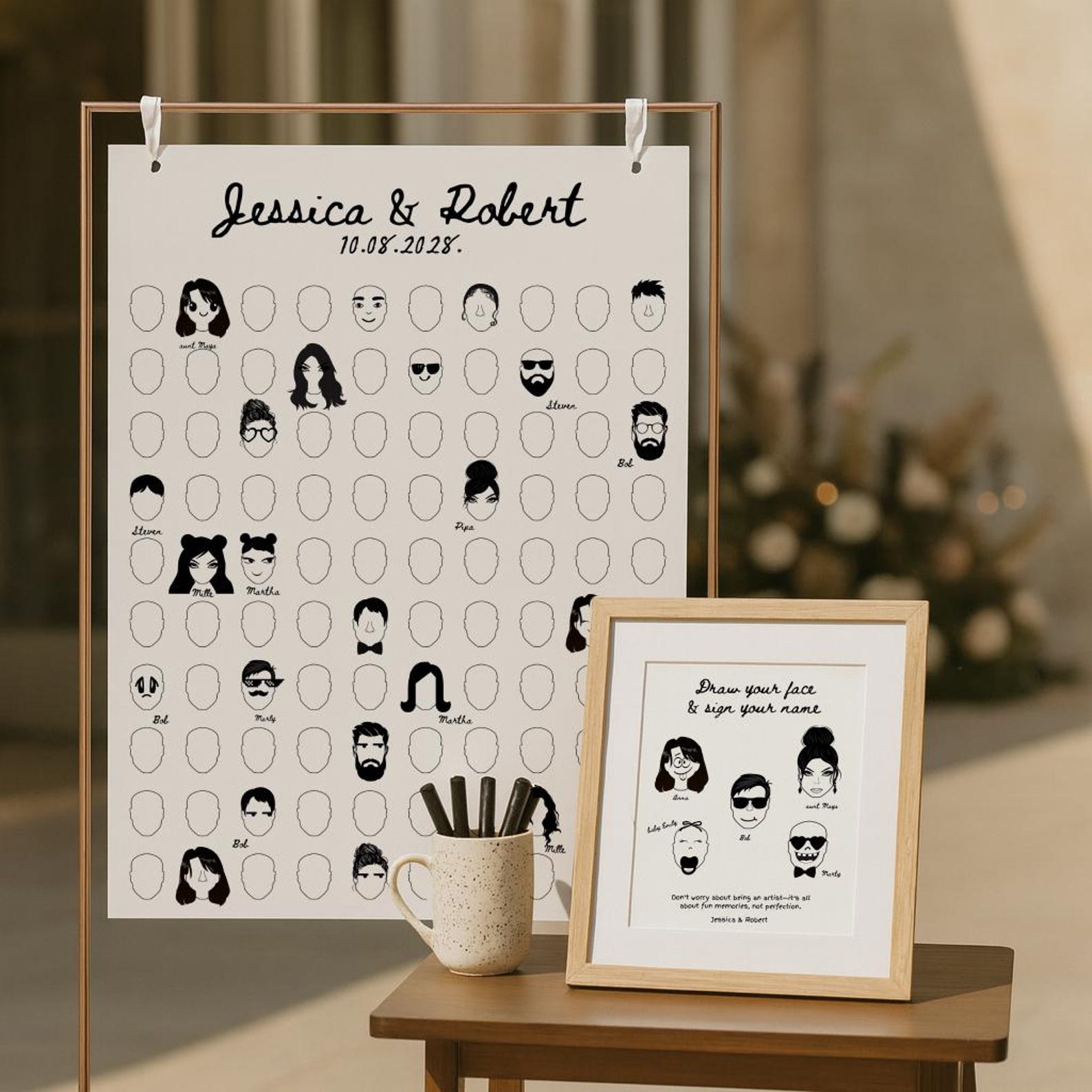 Unique Wedding Guest Book Alternative: Draw Your Face, Interactive ...