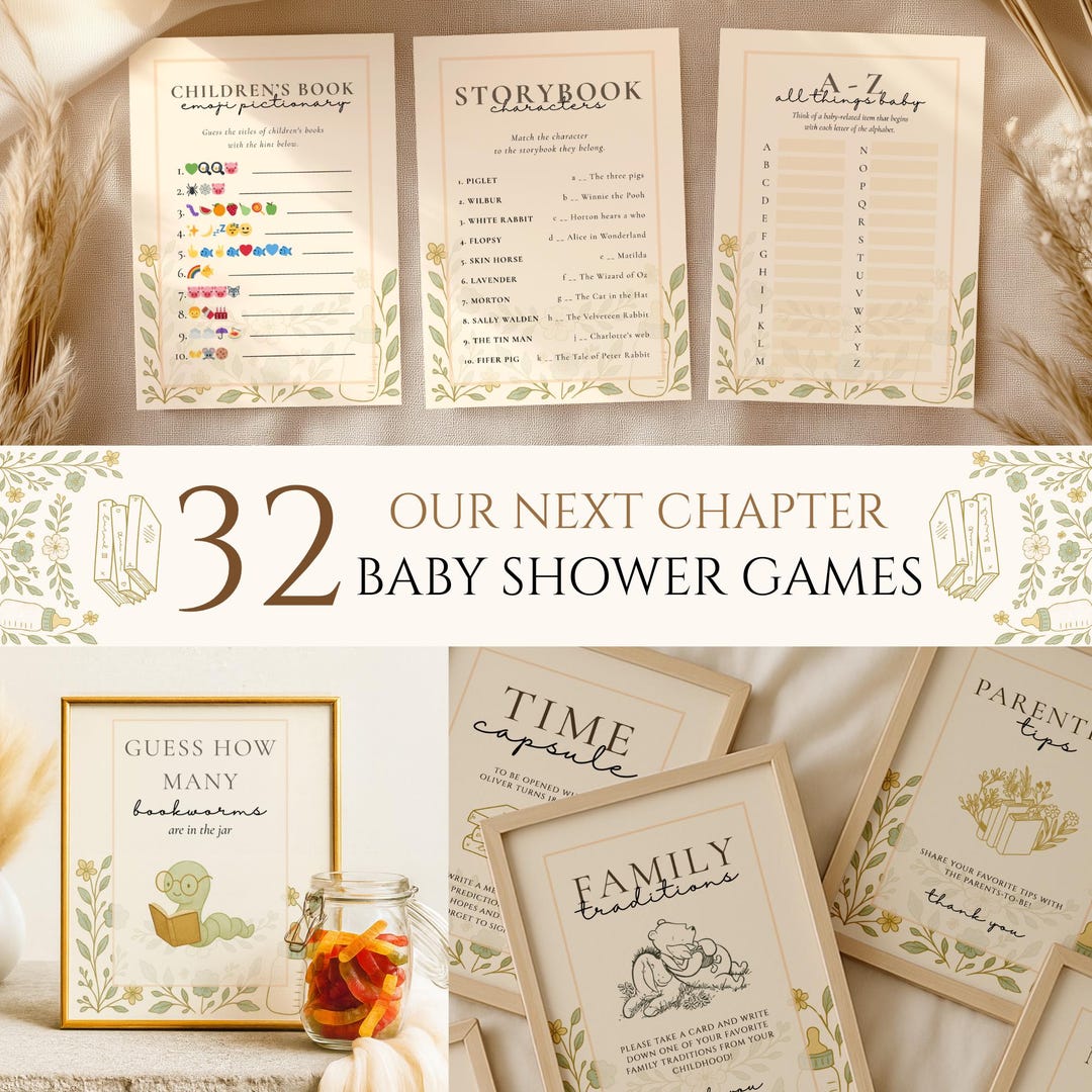 Our Next Chapter Baby Shower Games Bundle, A New Chapter Begins, Book ...