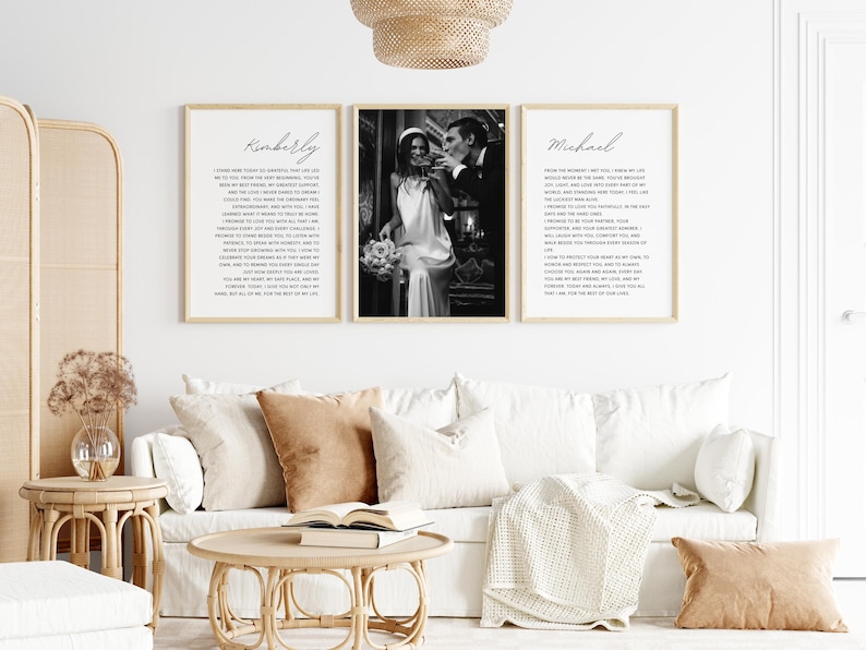 Framed Wedding Vows, INSTANT DOWNLOAD, Digital File, His and Hers Vows ...
