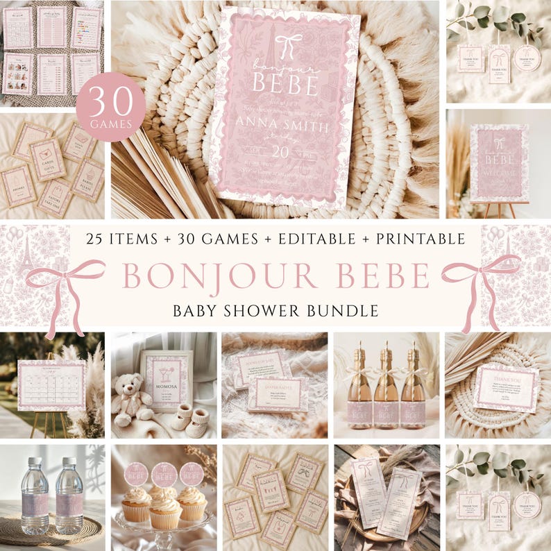 Bonjour Bébé Coquette Baby Shower Bundle, Vintage French Patisserie ...
