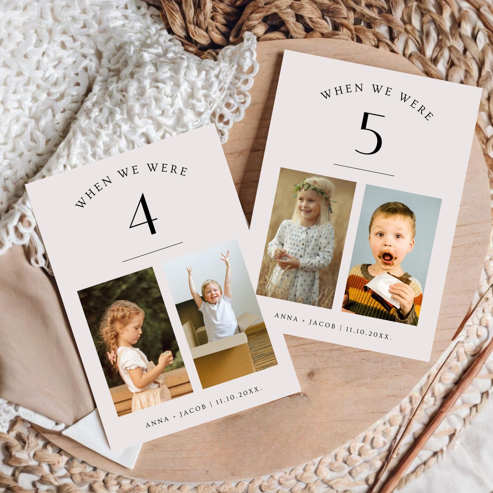 When We Were Age Photo Table Number, Childhood Photos, (digital ...