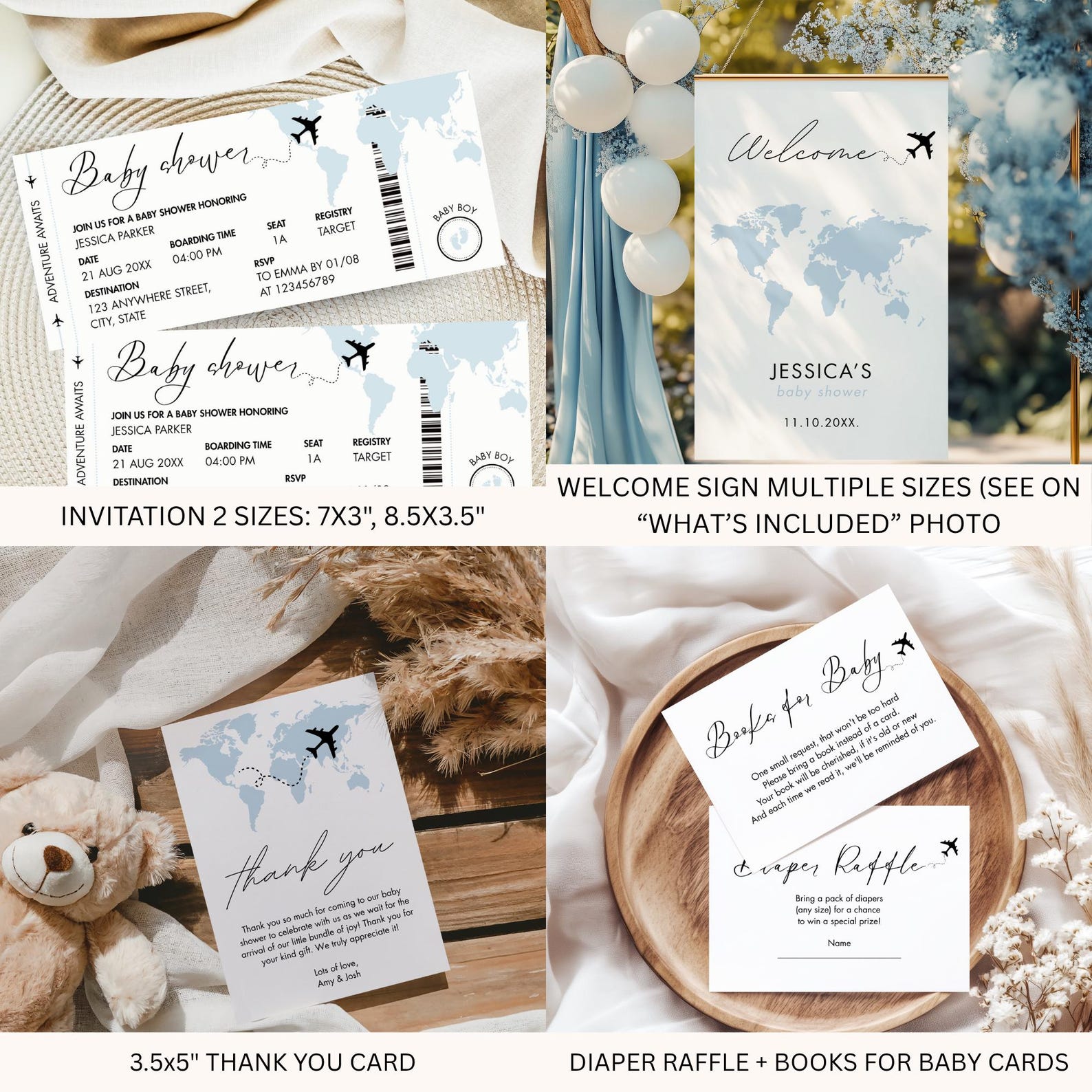 Adventure Awaits Baby Shower Bundle: Airplane Travel Theme, Boarding ...