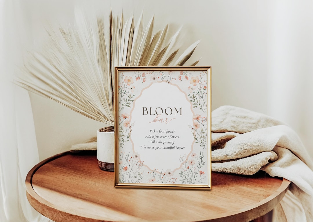 Bloom Bar Sign, Flower Bar Sign, Make Your Own Bouquet, Guest Favors ...
