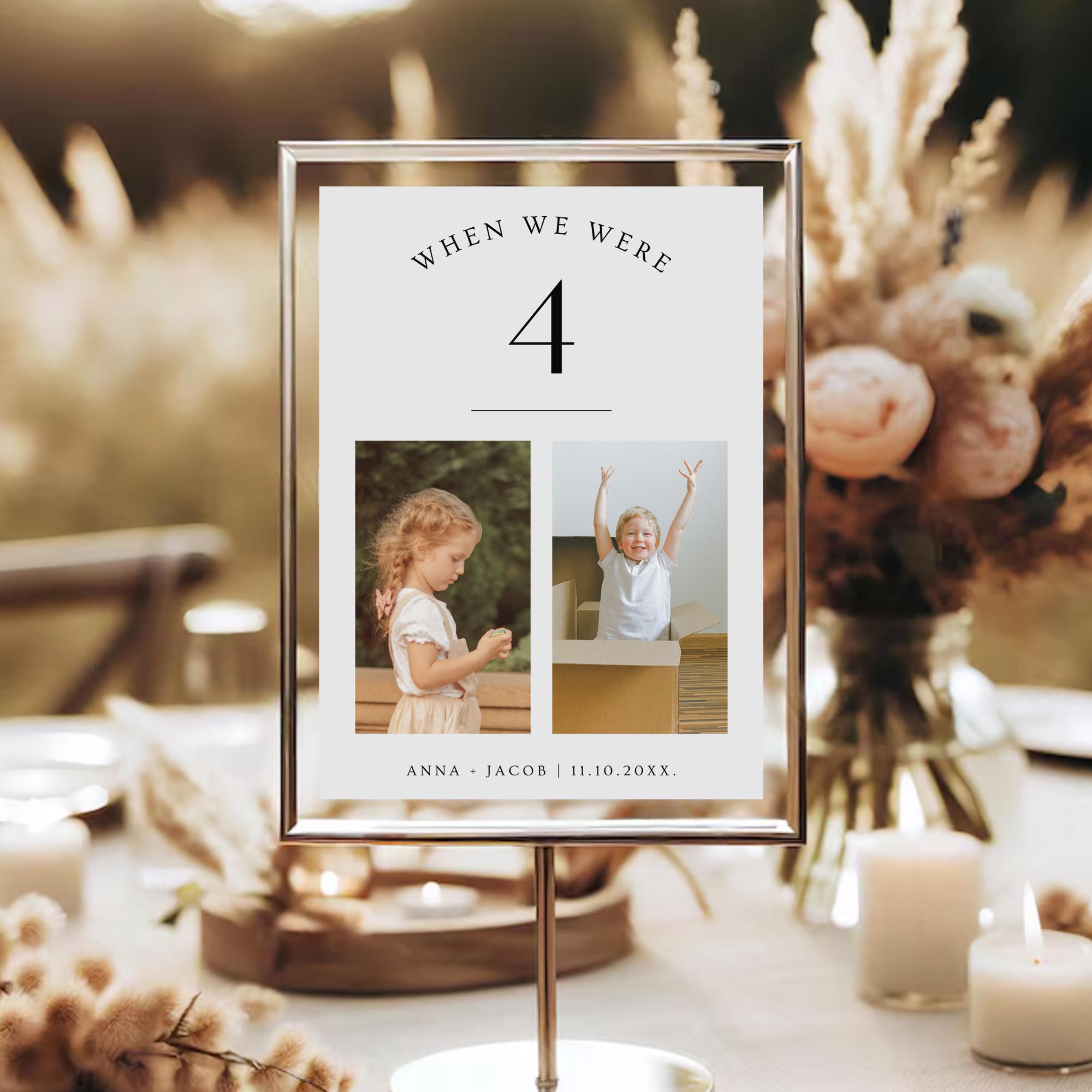 When We Were Age Photo Table Number, Childhood Photos, (digital ...