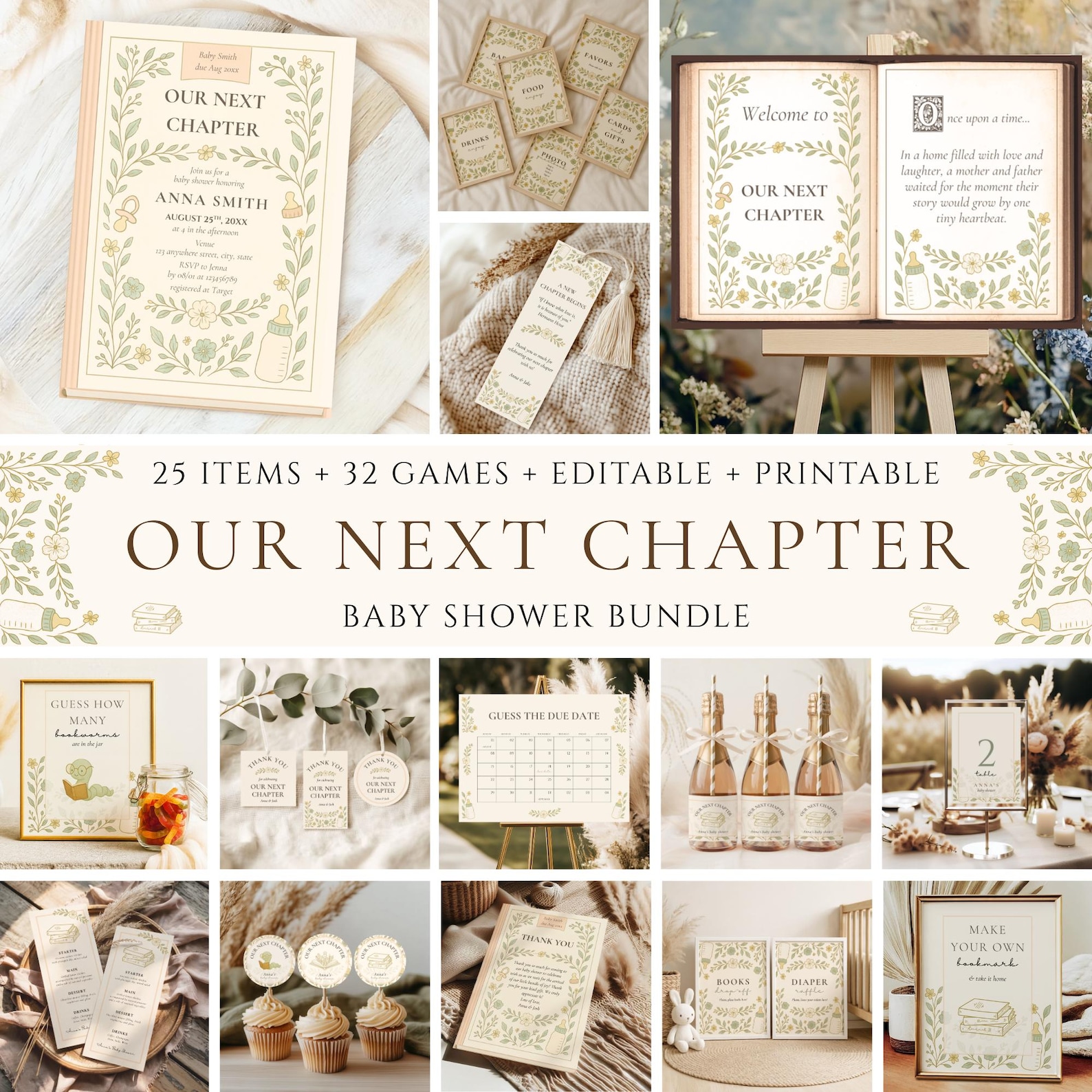 Our Next Chapter Baby Shower Bundle, A New Chapter Begins, Book Theme ...