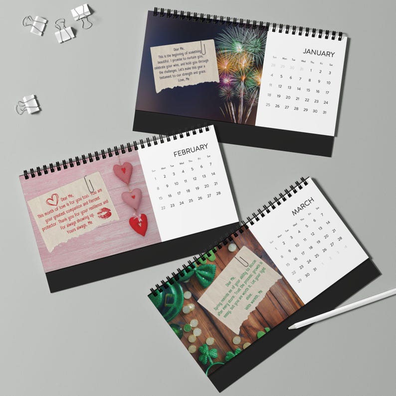 Love Letters Collage Desktop Calendar | 2026 Desk Calendar, Monthly ...