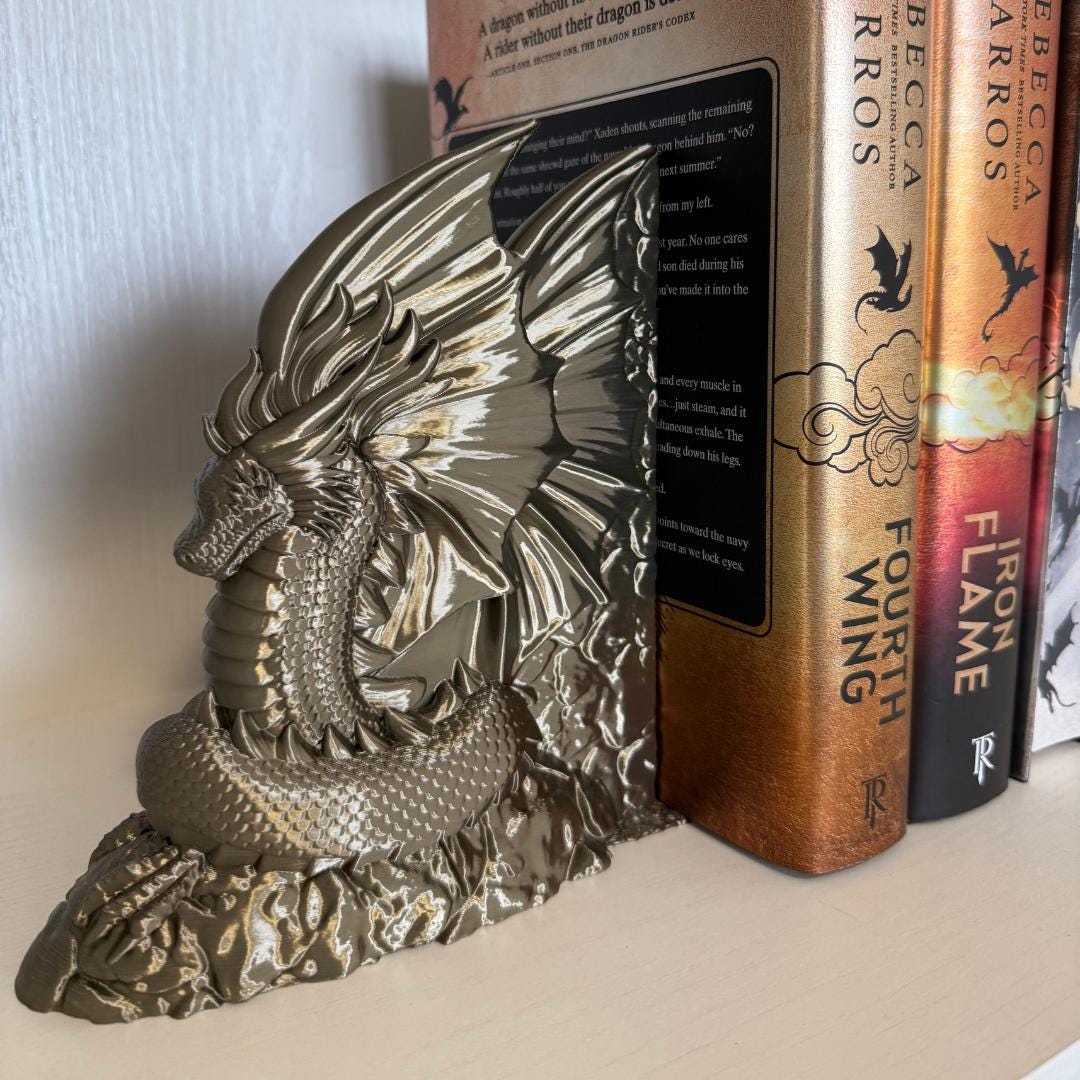 Dragon Bookend | 3D Printed Fantasy Shelf Decor | Book Lover Gift ...