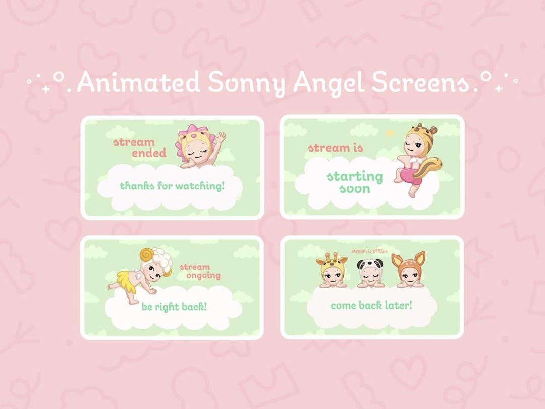 Animated Sonny Angel Twitch Screens | Pastel Streamer Assets (MP4) - Etsy