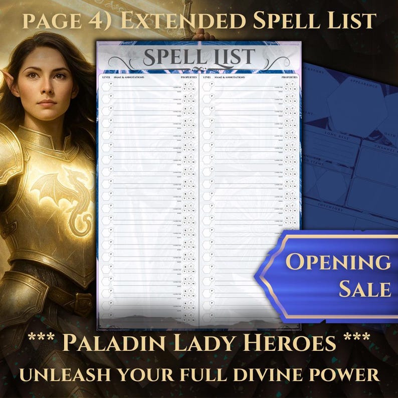 Paladin Character Sheet Dnd 5e: 5-page Printable PDF - Etsy