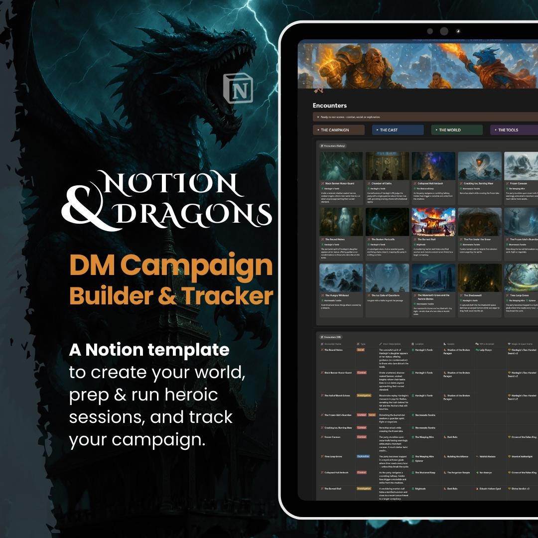 Dnd Campaign Planner & Journal | Notion Template for Dungeon Masters - Etsy
