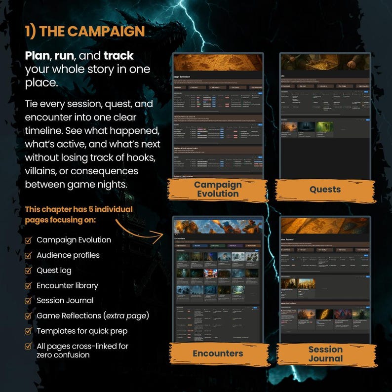 Dnd Campaign Planner & Journal | Notion Template for Dungeon Masters - Etsy