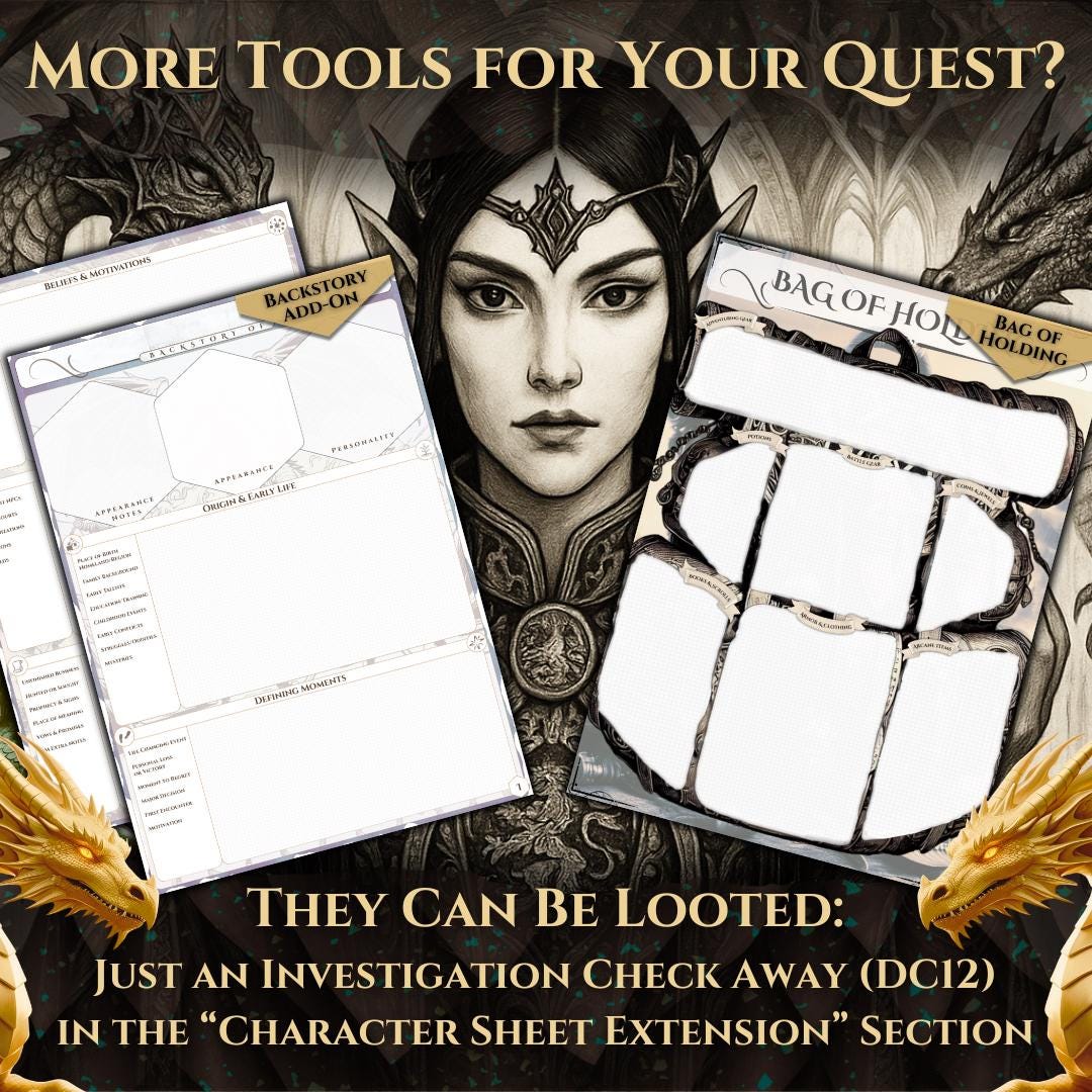 Wizard Lady Character Sheet Dnd 5e: 5-page Printable PDF - Etsy