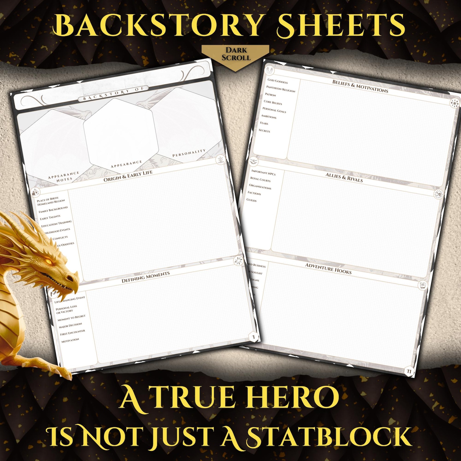 Dnd Backstory Sheet: 2-page PDF Extension - Etsy