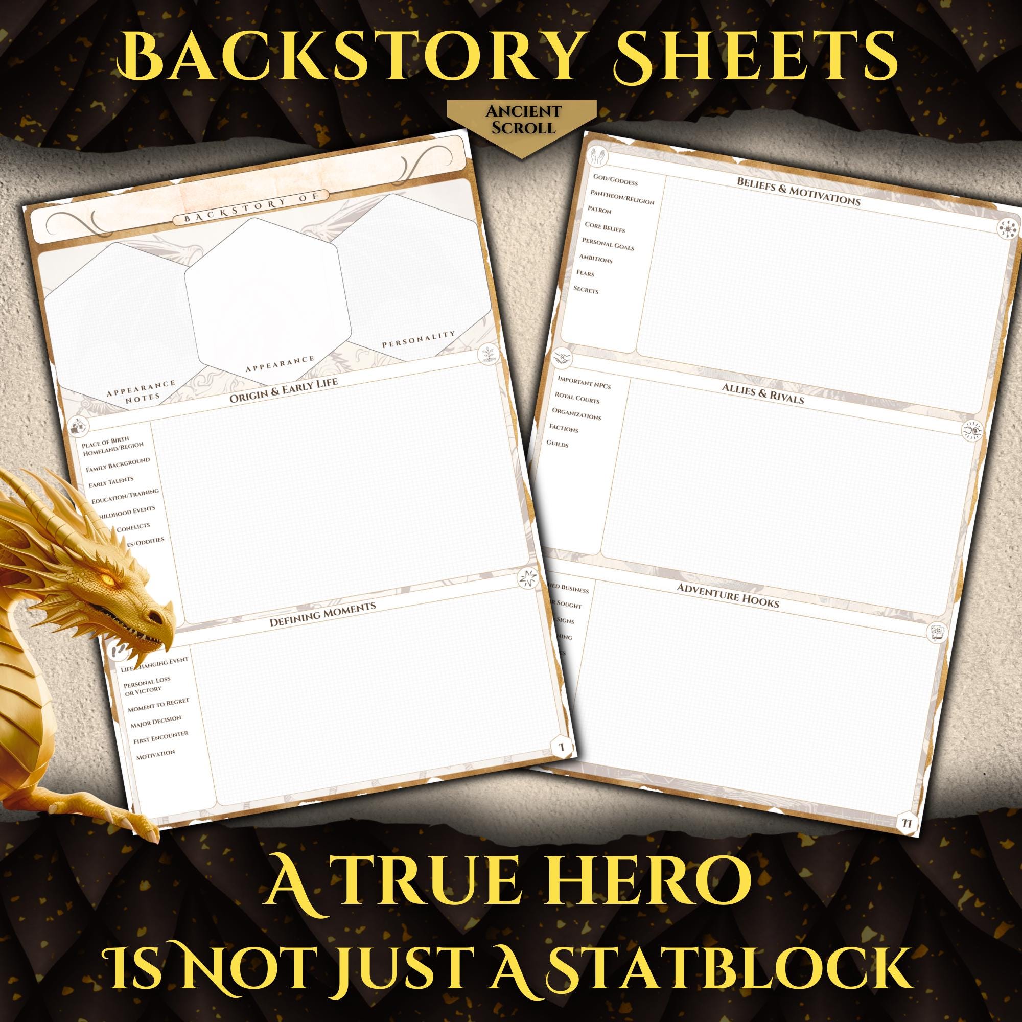 Dnd Backstory Sheet: 2-page PDF Extension - Etsy