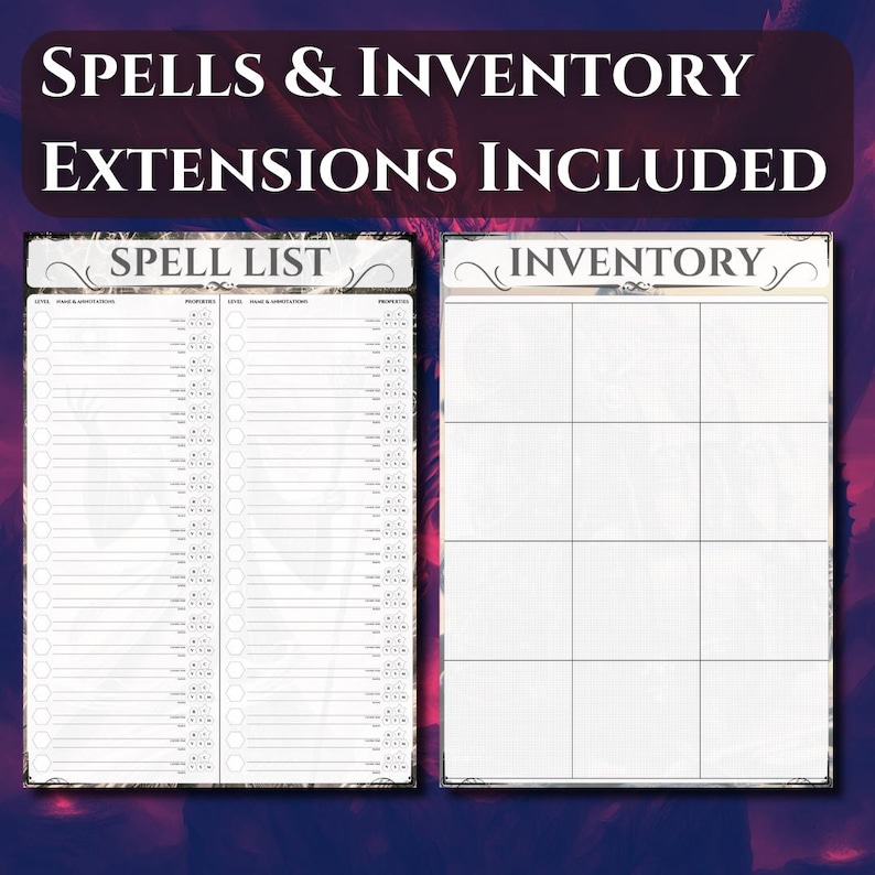 Warlock Lady Dnd 5e Character Sheet | 6-page Printable PDF Journal for ...
