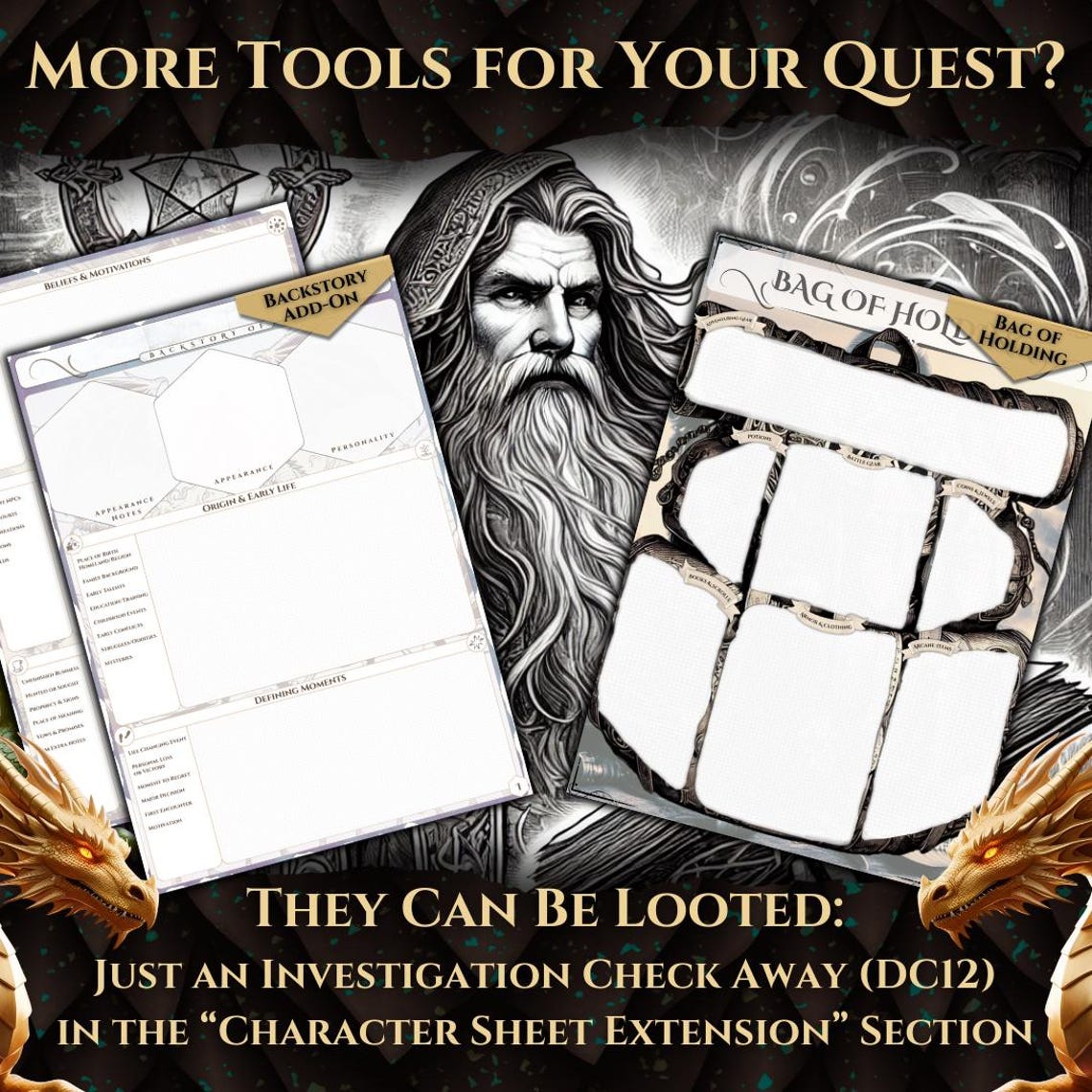 Wizard Character Sheet Dnd 5e: 5-page Printable PDF - Etsy