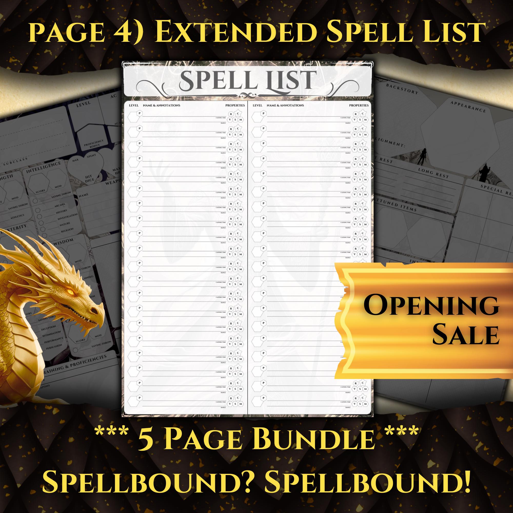 Dnd 5e Character Sheet: 5-page PDF - Etsy
